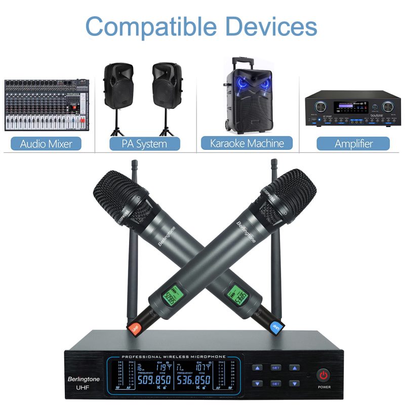 Berlingtone BR-56UM, UHF Wireless Handheld Microphone systems with120- Adjustable Channel ...