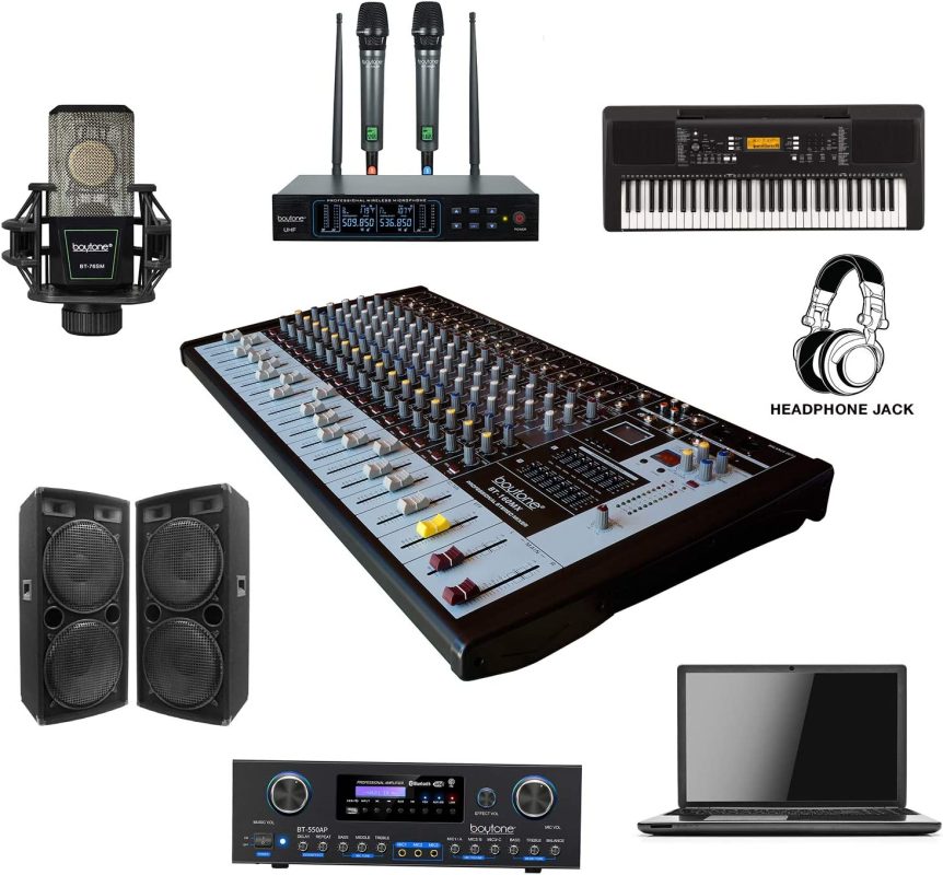 BT-122MX, 12-Channel Bluetooth Studio Audio Mixer - DJ Sound Controller ...