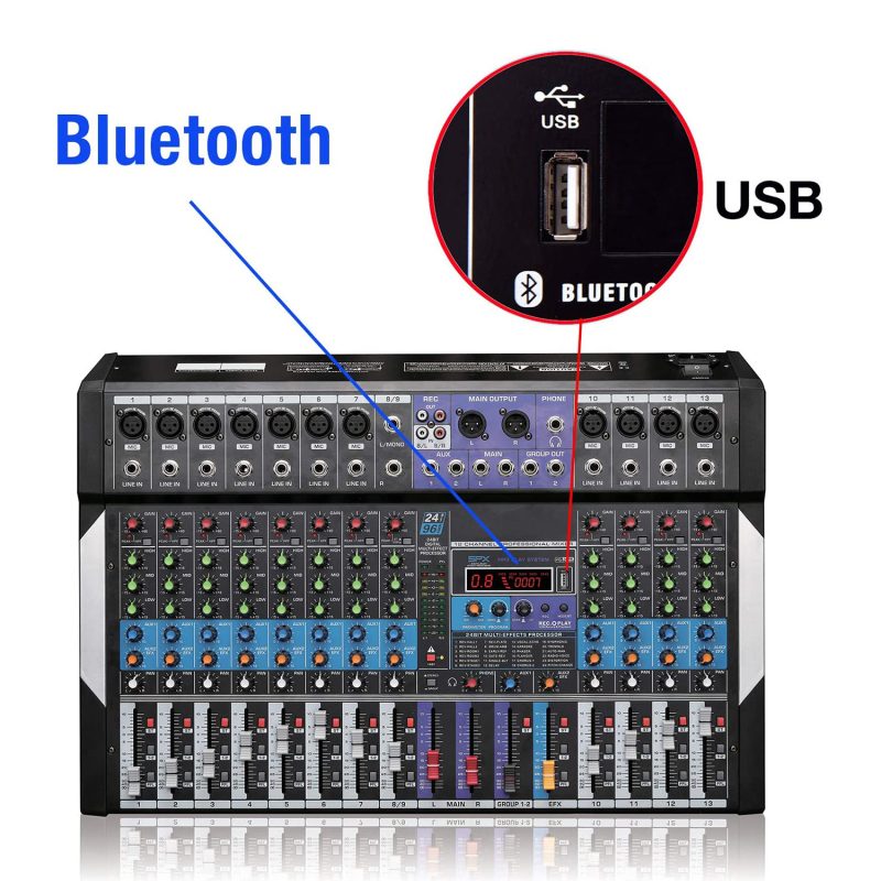 BT-120MX, 12 -Channel Bluetooth Studio Audio Mixer - DJ Sound ...