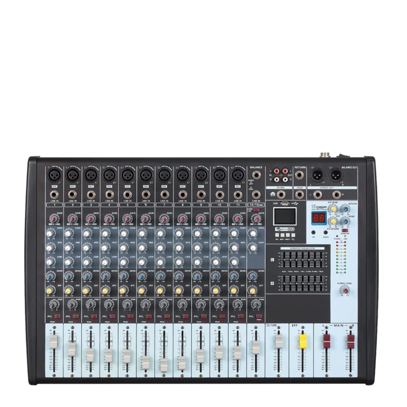 BT-122MX, 12-Channel Bluetooth Studio Audio Mixer - DJ Sound Controller ...