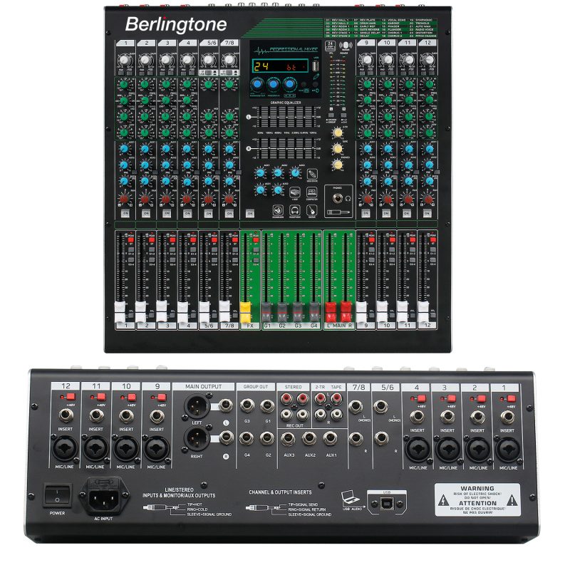 Berlingtone BR-212MX, 12-Channel Professional Bluetooth Audio Mixer, PC ...