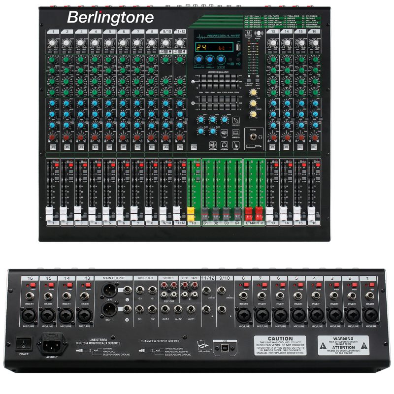 BR-216MX,16-Channel Professional Bluetooth Audio Mixer, PC Recording ...