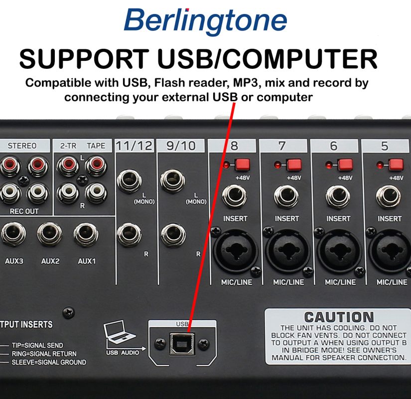 BR-216MX,16-Channel Professional Bluetooth Audio Mixer, PC Recording ...